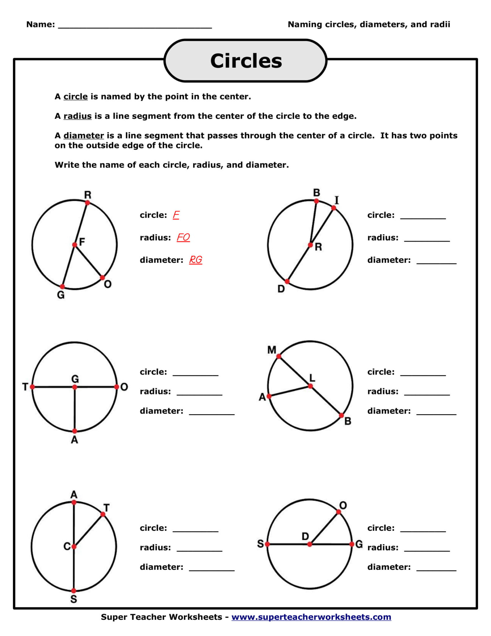 Circle Geometry Worksheets | Order of Operation Worksheets