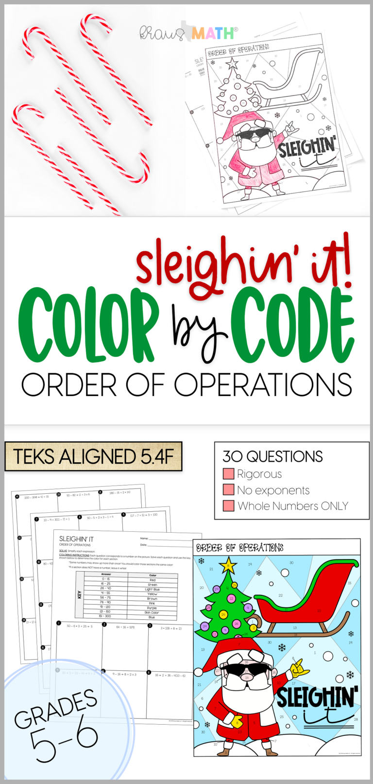 Christmas Math Worksheets Order Of Operations | Order of Operation ...