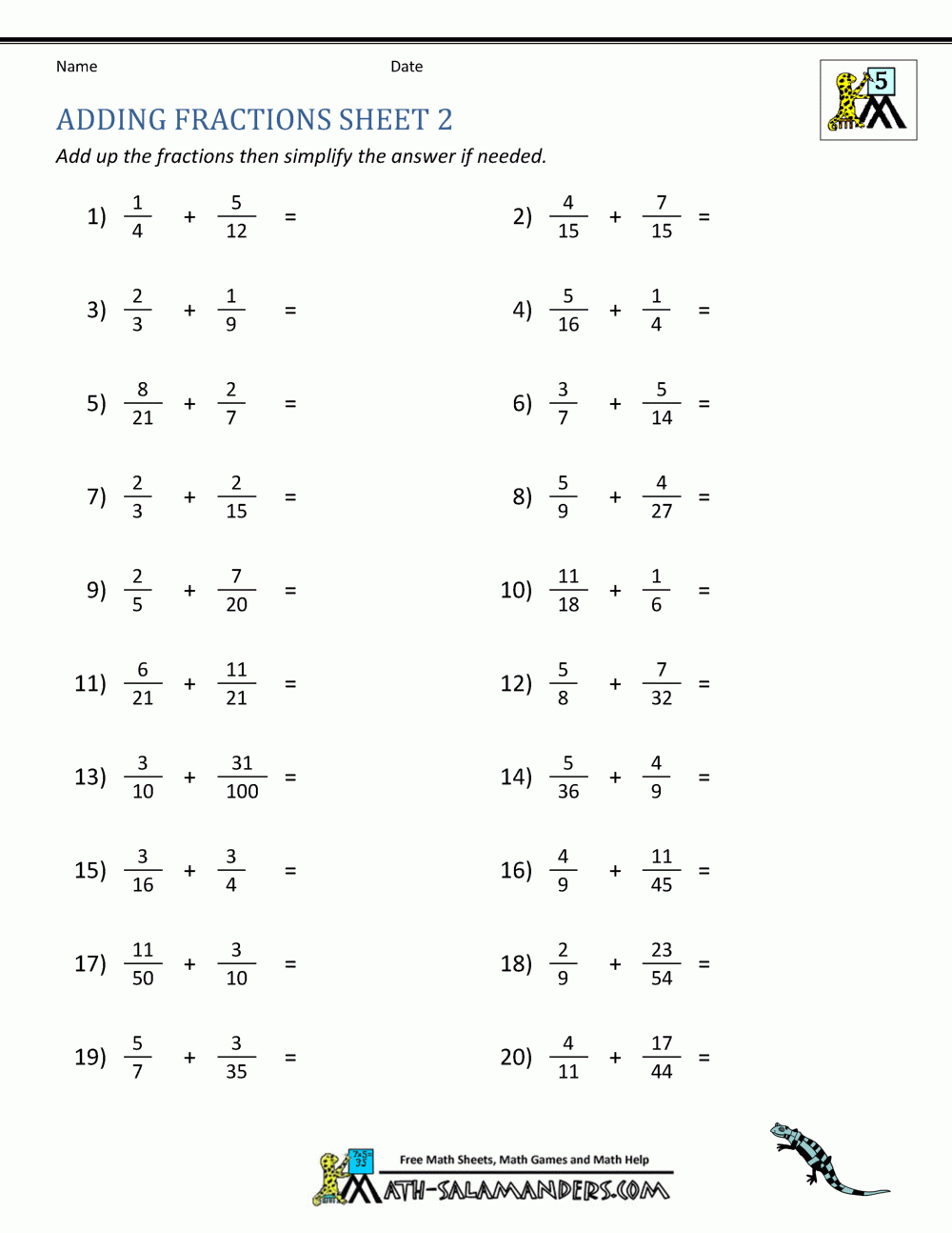 Math Aids Fractions Worksheet Answers Order Of Operation Worksheets