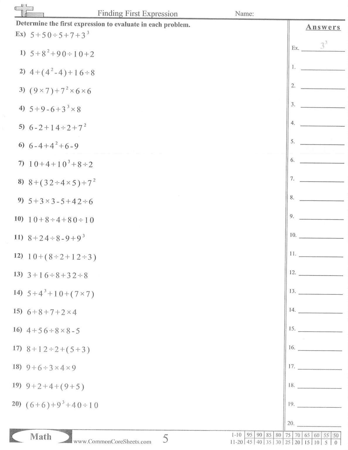 Order Of Operations Math Worksheets Grade 6 | Order of Operation Worksheets