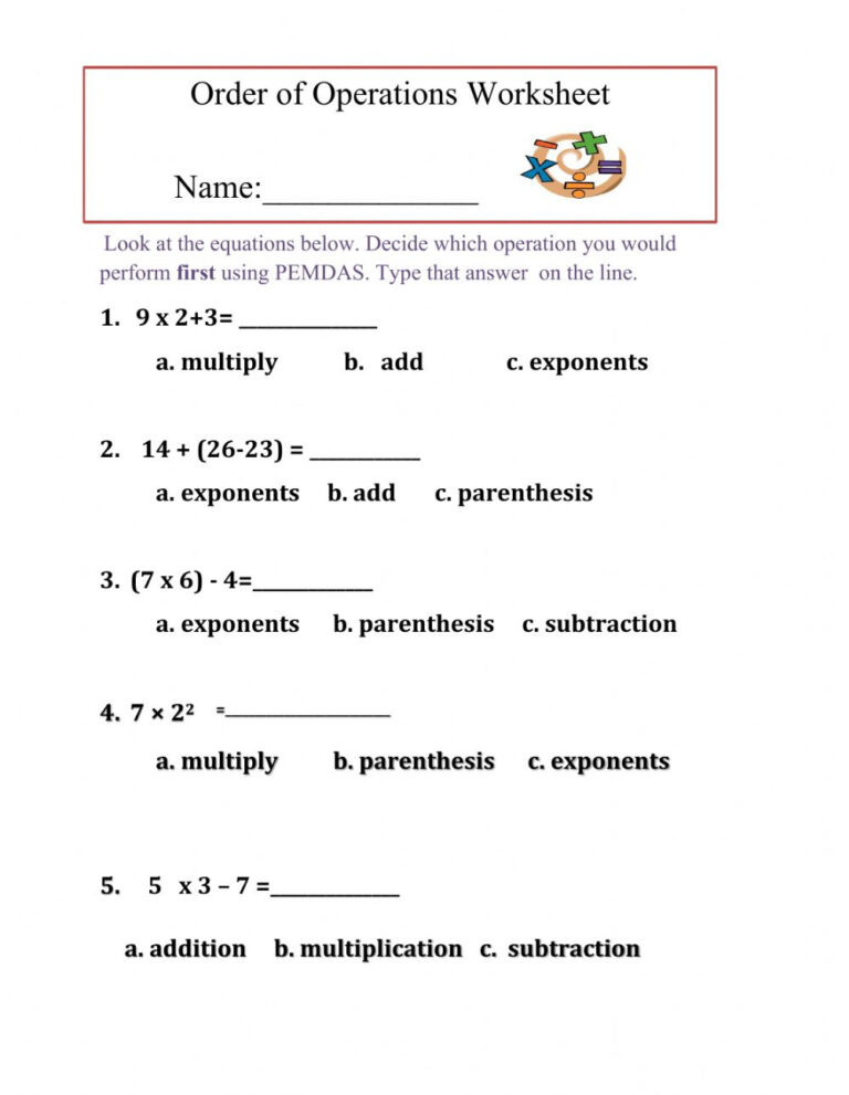 Order Of Operation Interactive Worksheet | Order of Operation Worksheets