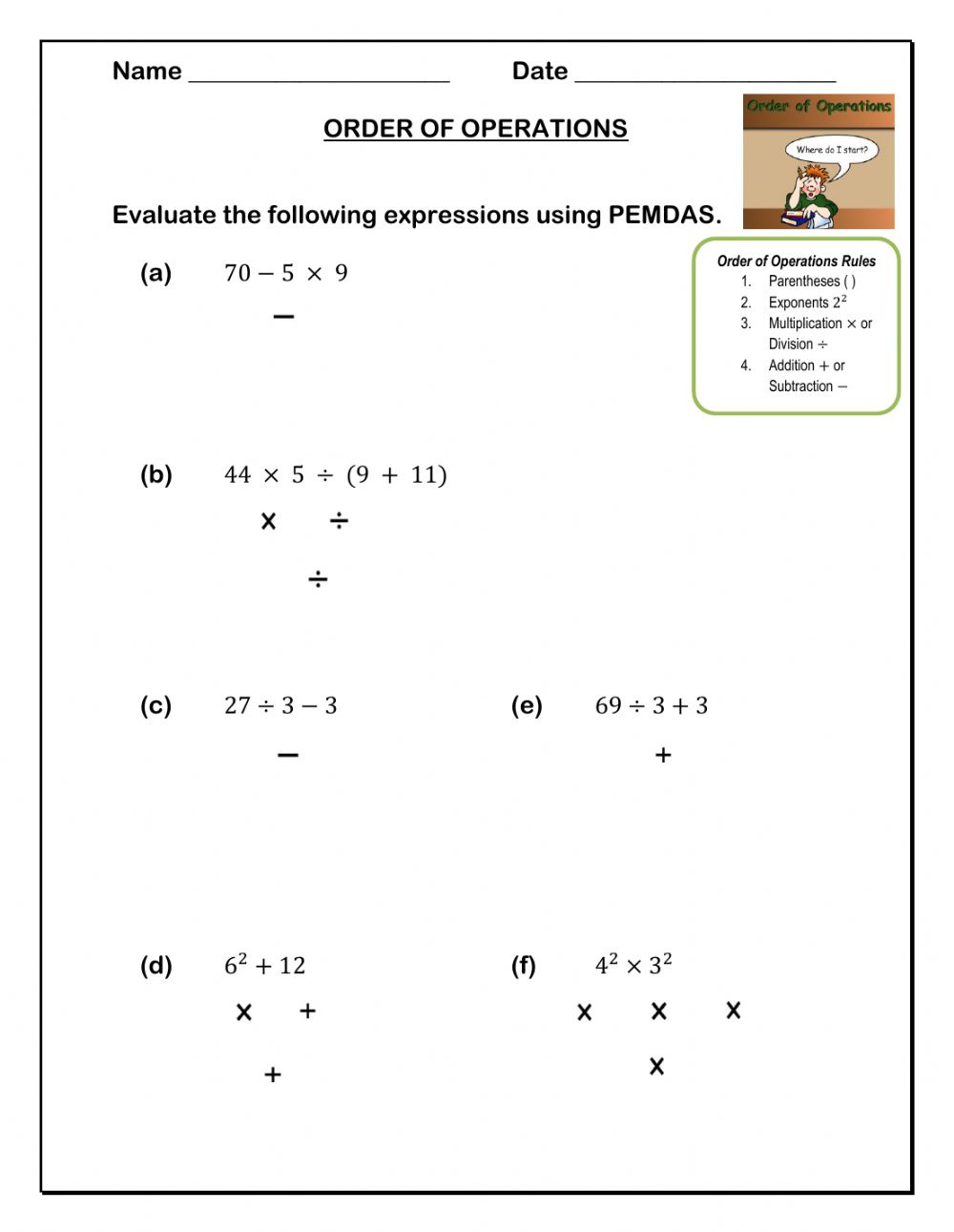 Order Of Operations Online Worksheets Order Of Operation Worksheets