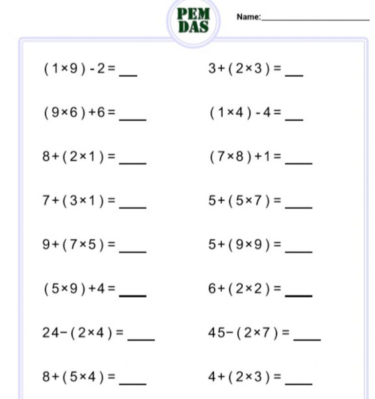 Order Of Operations Parentheses Brackets Braces Worksheet | Order of ...