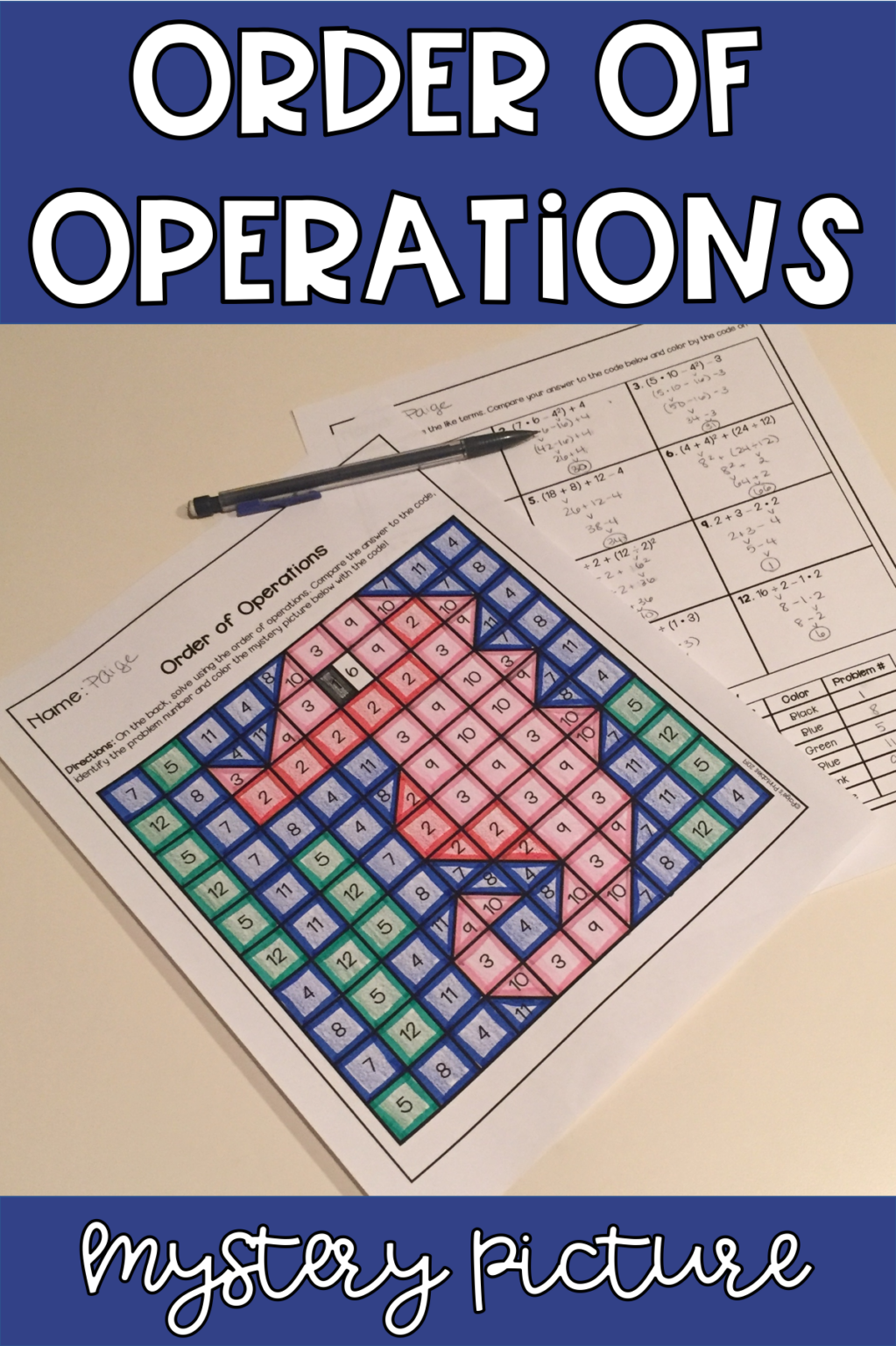 Order Of Operations Mystery Picture Worksheet | Order of Operation ...