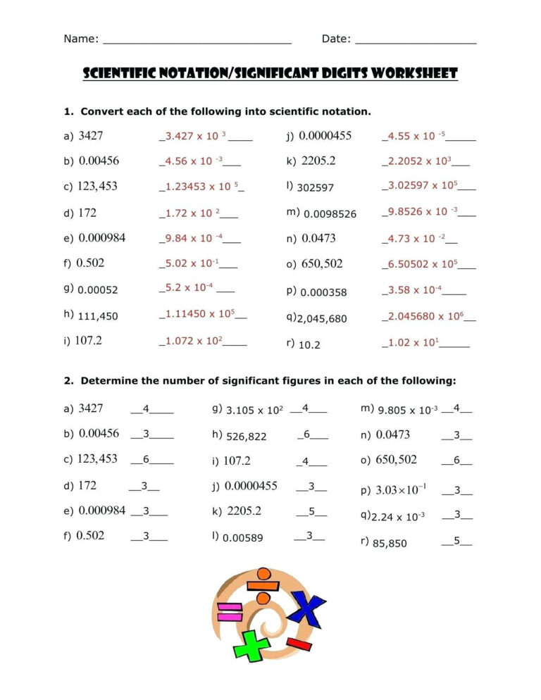 Scientific Notation Fun Worksheet | Order of Operation Worksheets