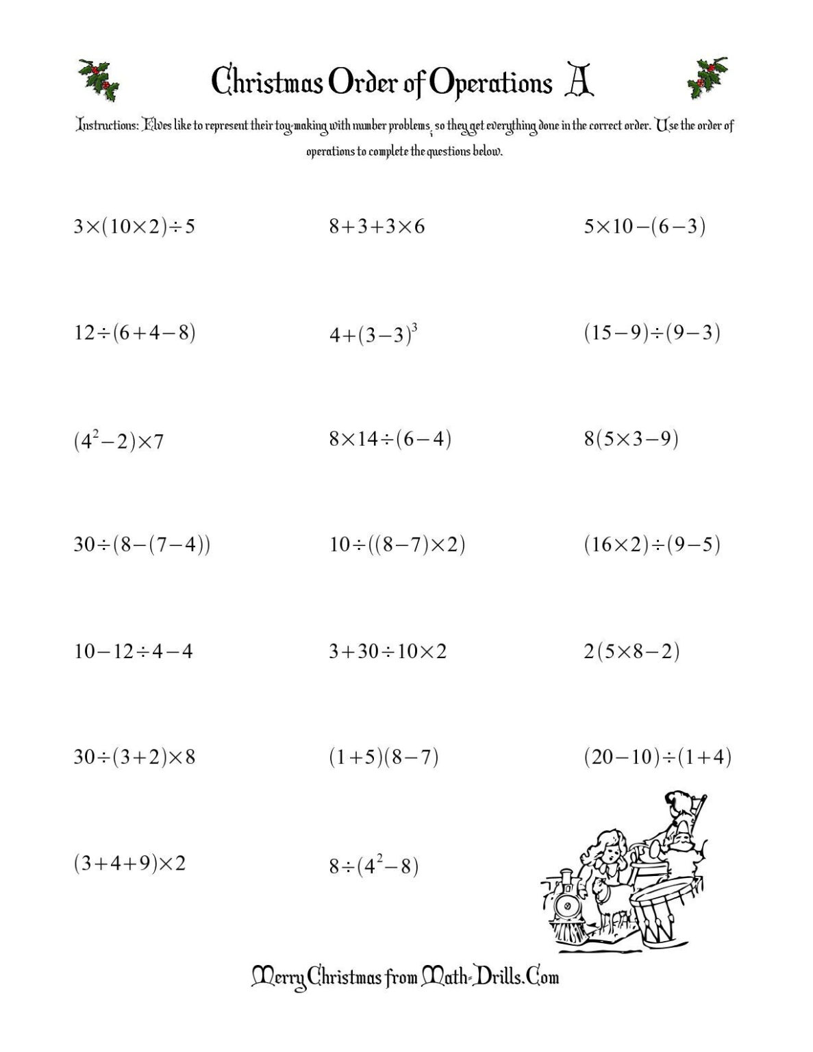 Order Of Operations Christmas Worksheets | Order of Operation Worksheets