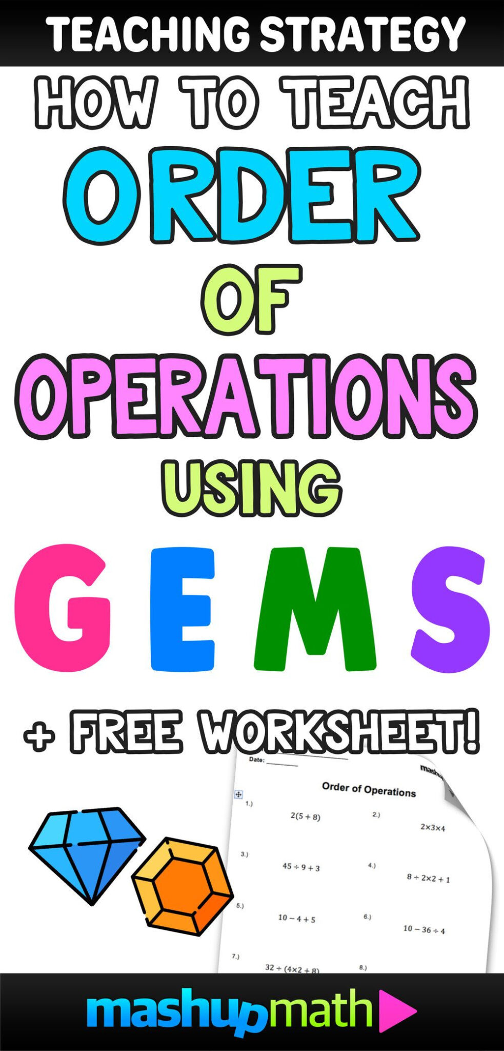 Gems Order Of Operations Worksheets | Order of Operation Worksheets