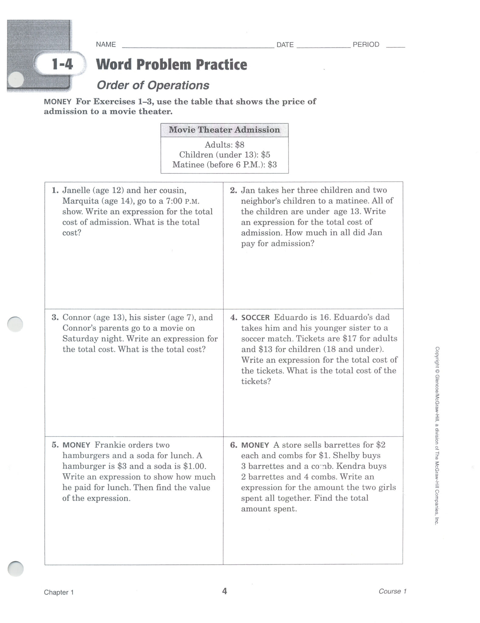 Word Problems With Order Of Operations Worksheets | Order of Operation ...